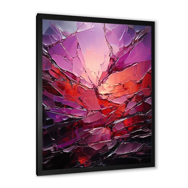 Designart "Fractured Ruby Explosion I" Abstract Shapes Framed Wall Art Prints - Bed Bath ...